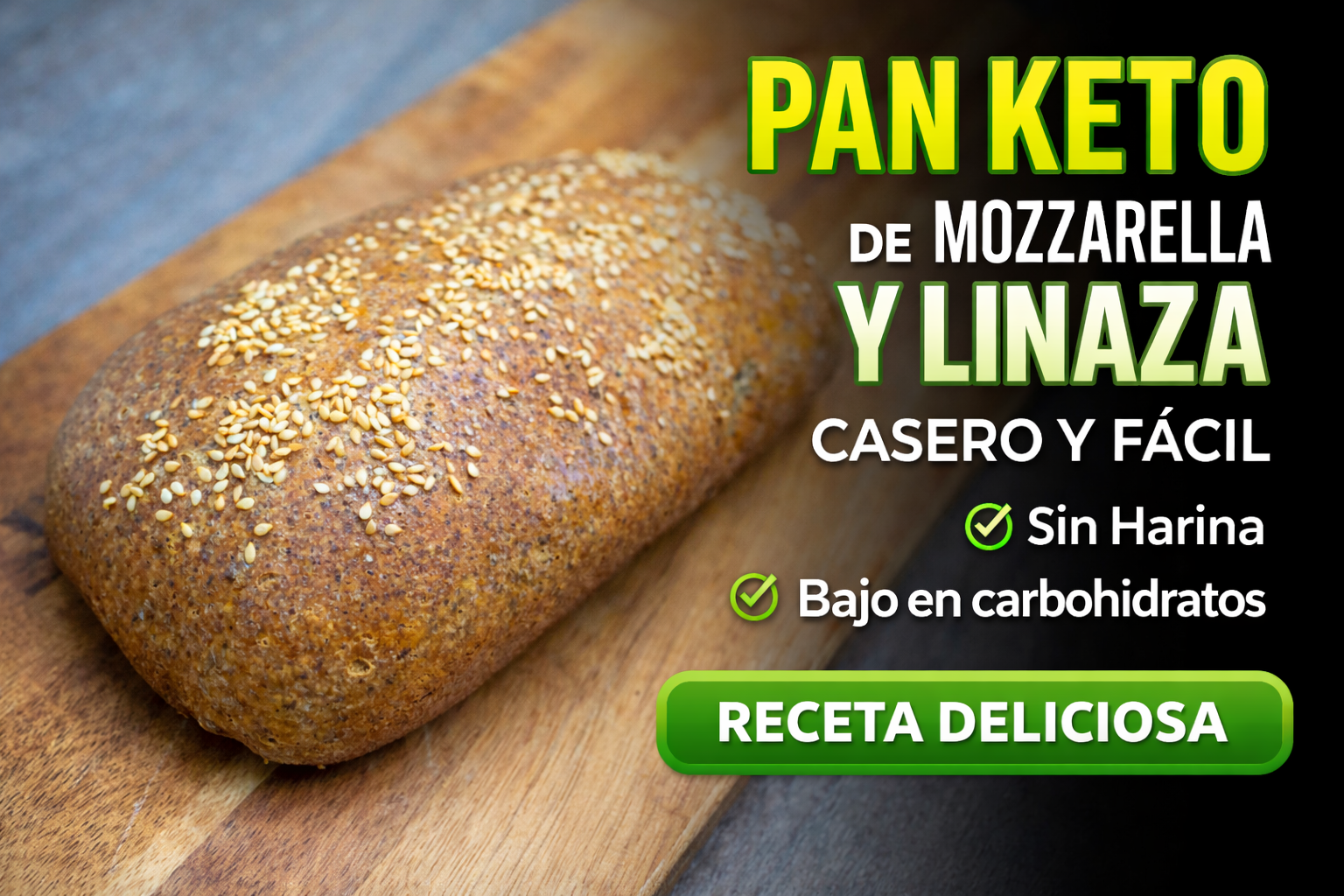 Pan Keto de Mozzarella y Linaza Fácil | Sin Harina